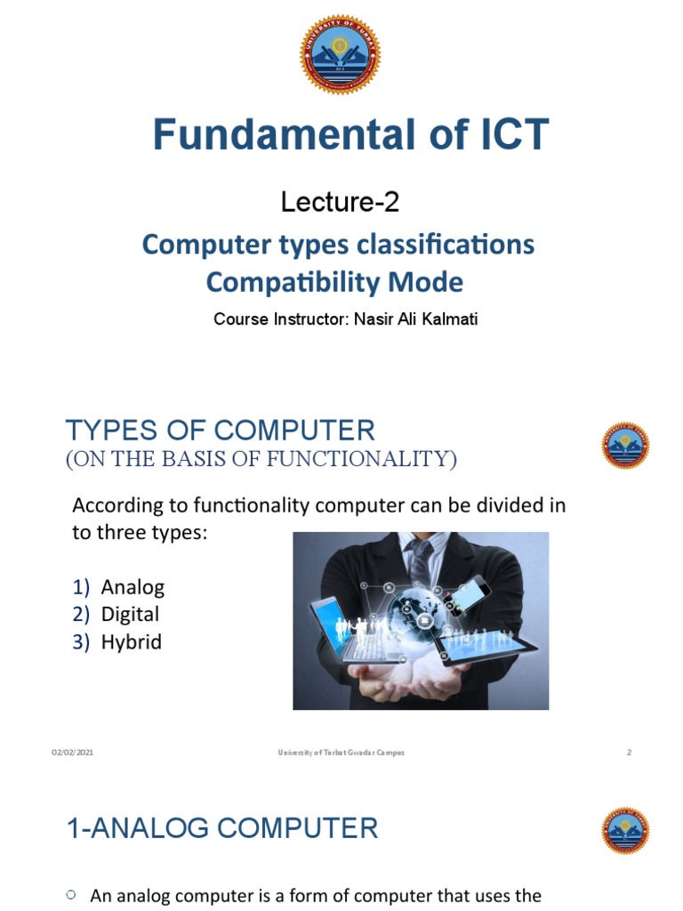I CT Lecture 02 Computer Types Classifications Compatibility Mode | PDF ...