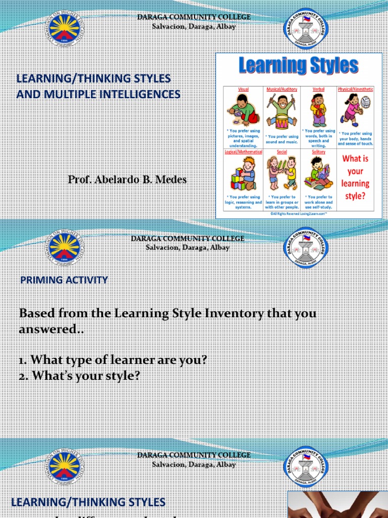 Lesson 5 Learning and Thinking Styles and Multiple Intelligences | PDF ...