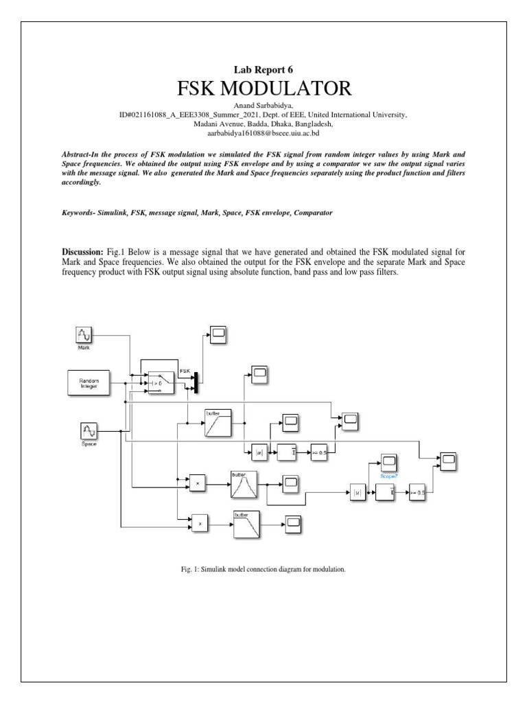 FSK Modulator: Lab Report 6 | PDF