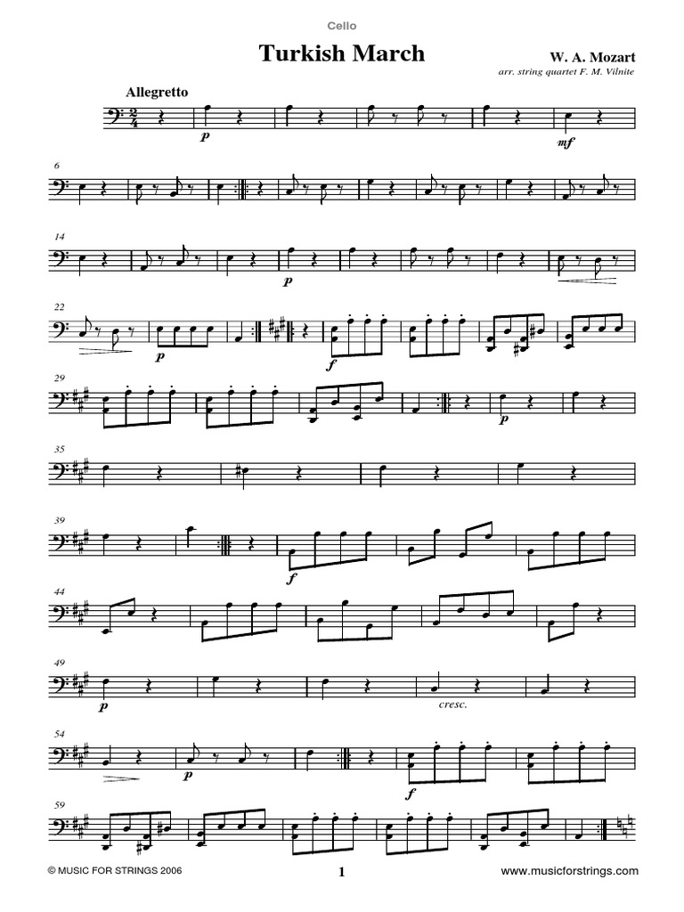 Turkish March CELLO | PDF