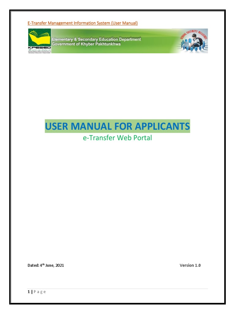 ETransfer Applicants Manual | PDF | World Wide Web | Internet & Web