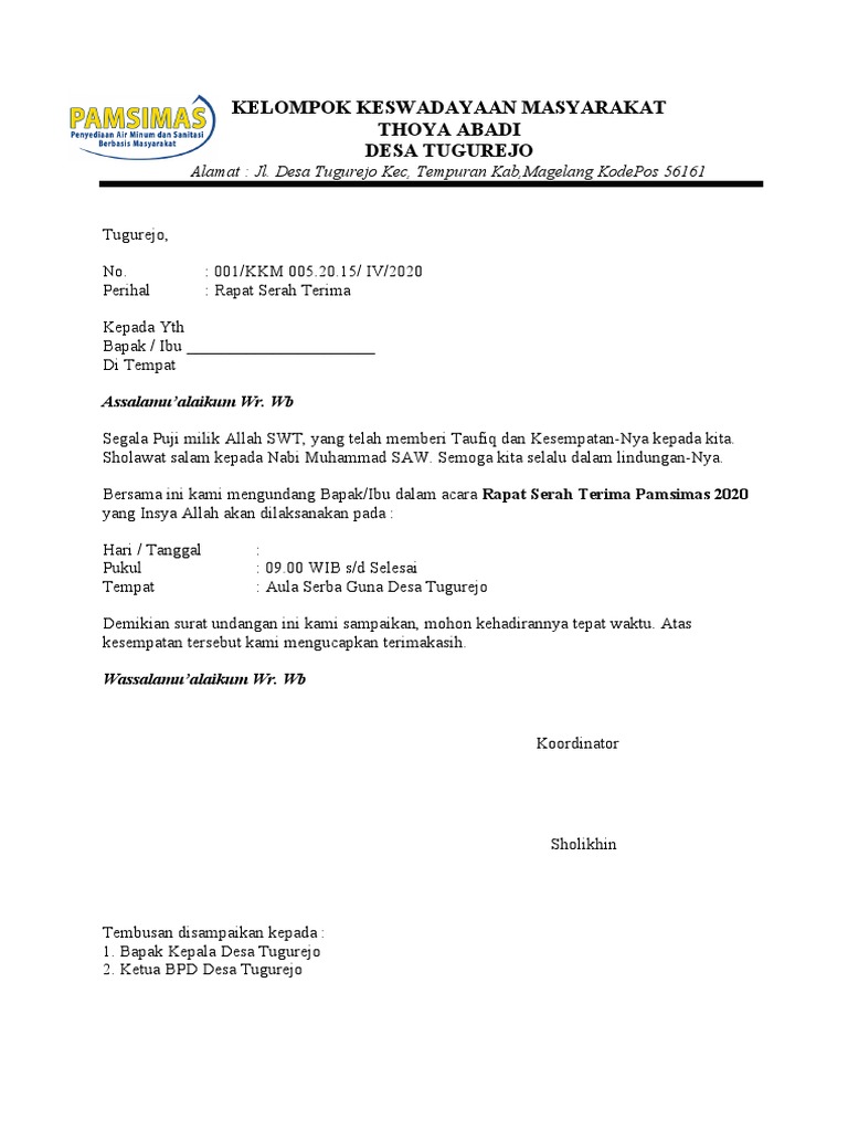 Contoh Surat Undangan Desa | PDF