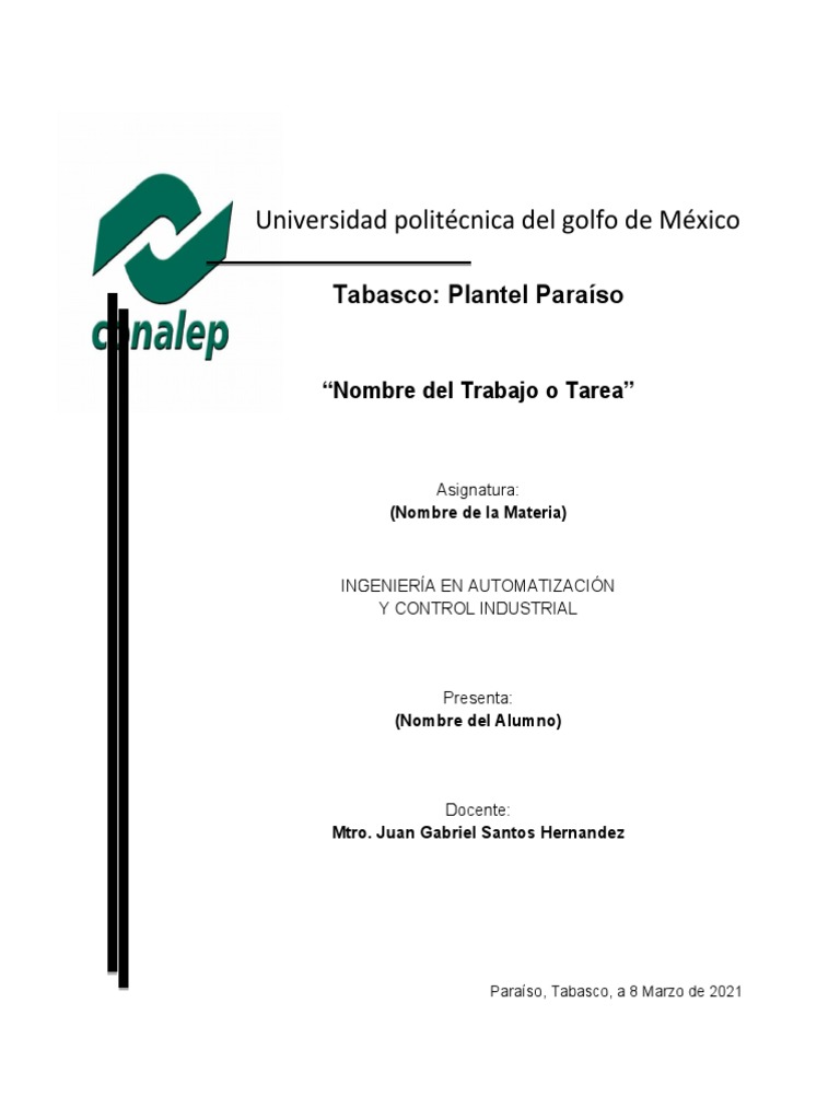 Hoja de Presentacion Conalep 2021 | PDF