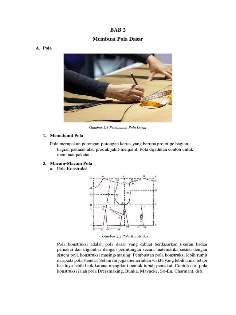 Pembuatan Pola Dasar | PDF