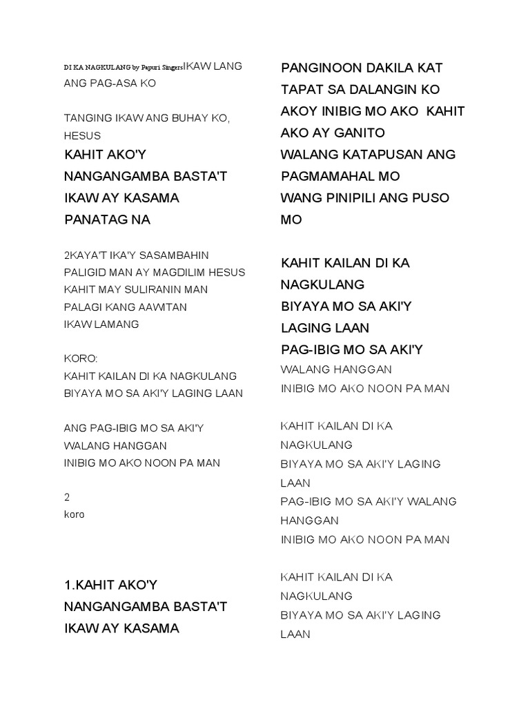 Di Nagkulang Lyrics | PDF