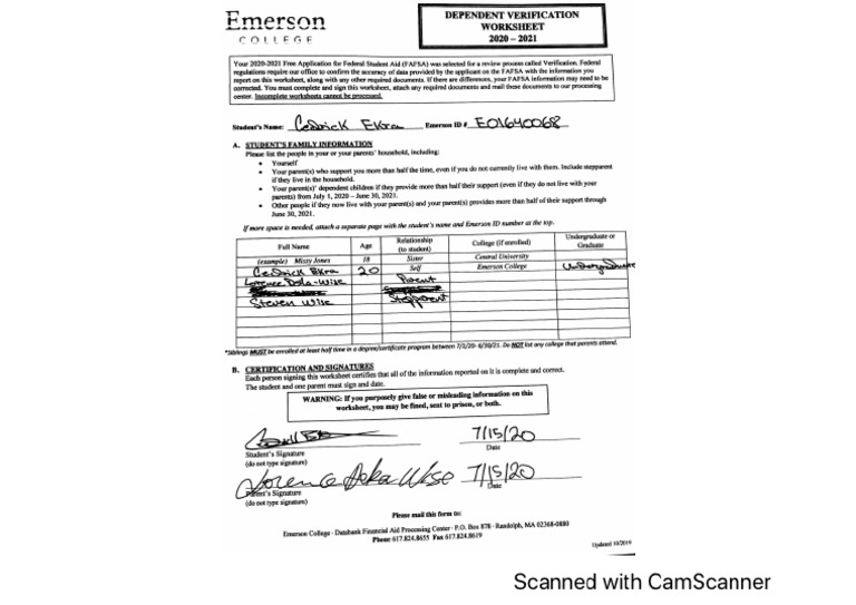 Cedrick Ekra Dependent Verification | PDF