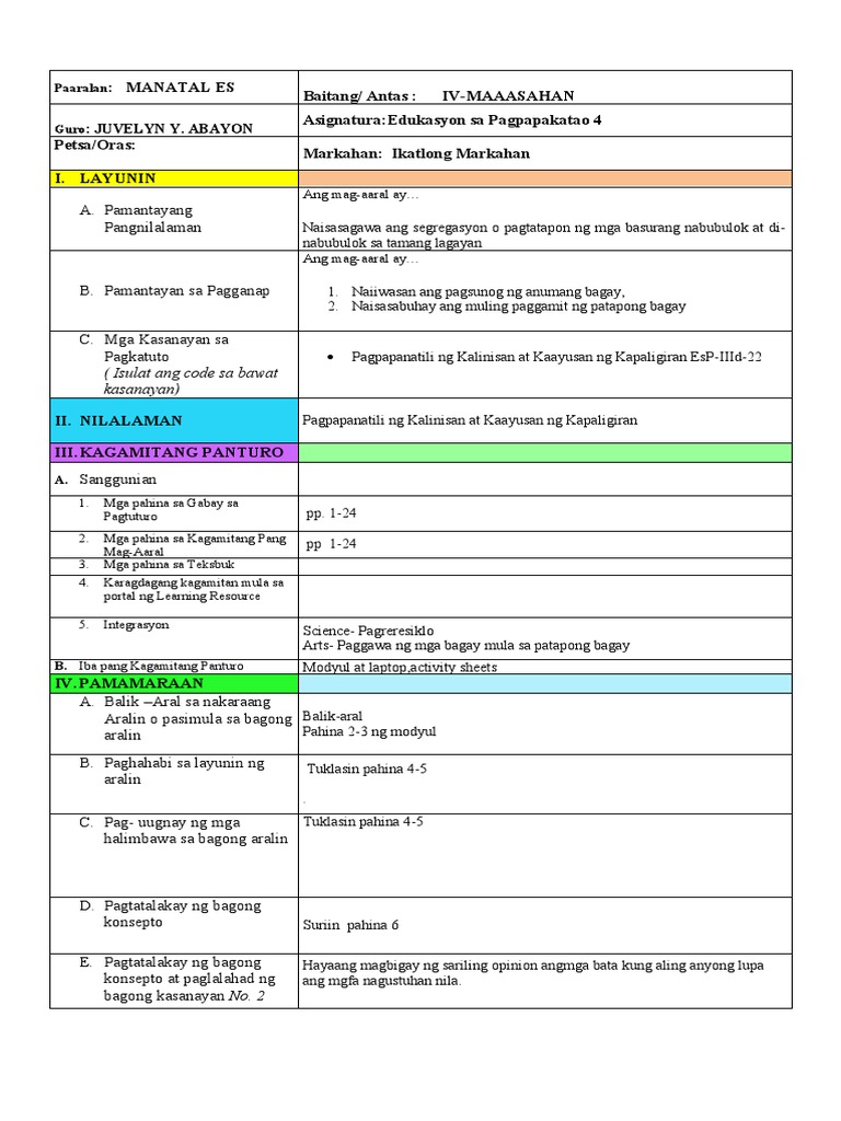 Grade-4-COT ESP | PDF