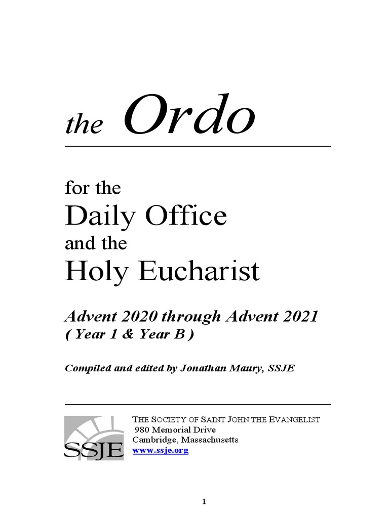 ORDO-2020-2021 Post-Print-Corrected 10 28 20 | PDF | Liturgical Year | Lent