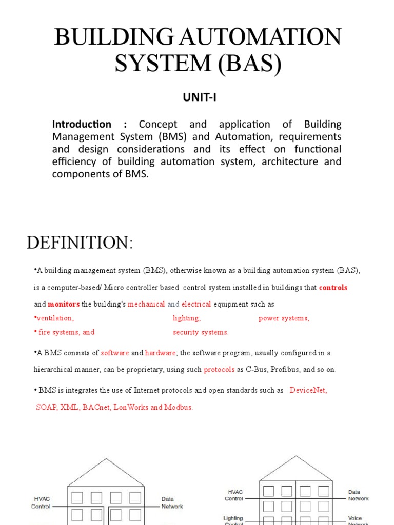 Building Automation System (Bas) : Unit-I | PDF | Building Automation ...