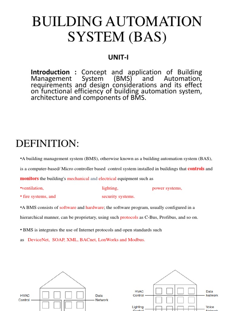 Building Automation System (Bas) : Unit-I | PDF | Building Automation ...