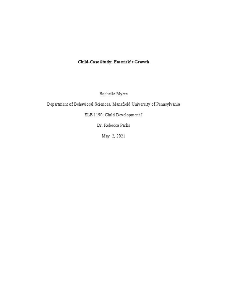 Emerick's Child Development Case Study | PDF | Toys | Relationships