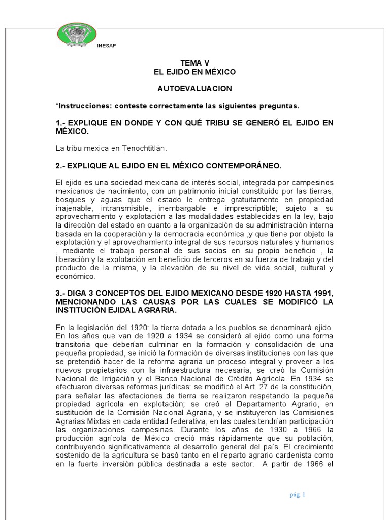 El Ejido en México: Historia y Reformas | PDF | Reforma agraria ...