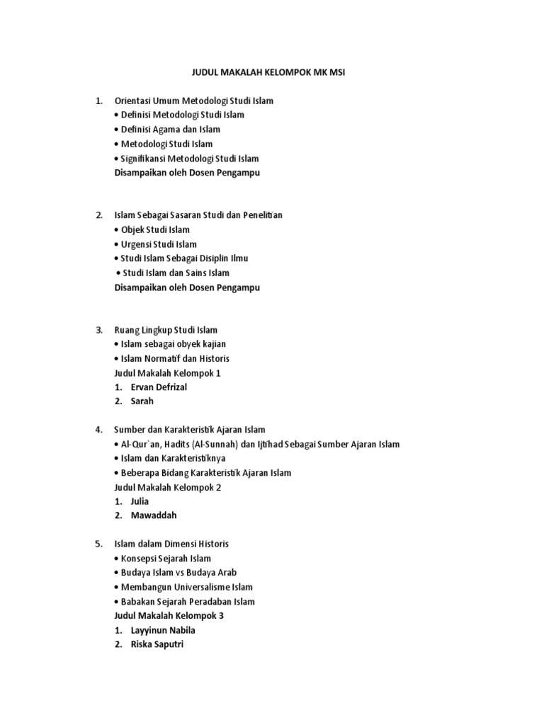 Judul Makalah Kelompok Msi | PDF
