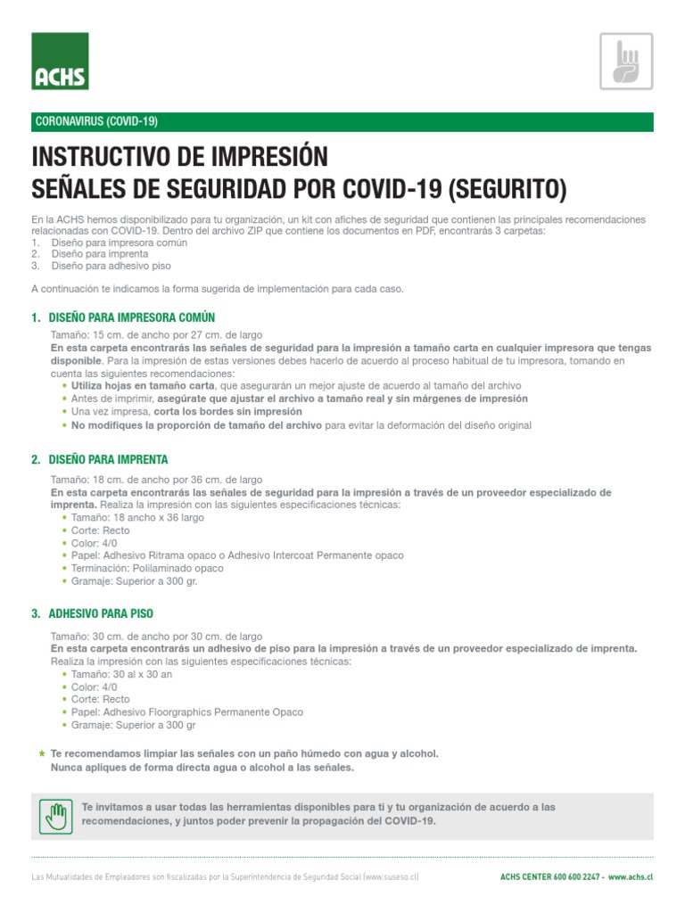 ACHS - Instructivo Senales - Segurito | PDF | Imprenta | Impresora ...