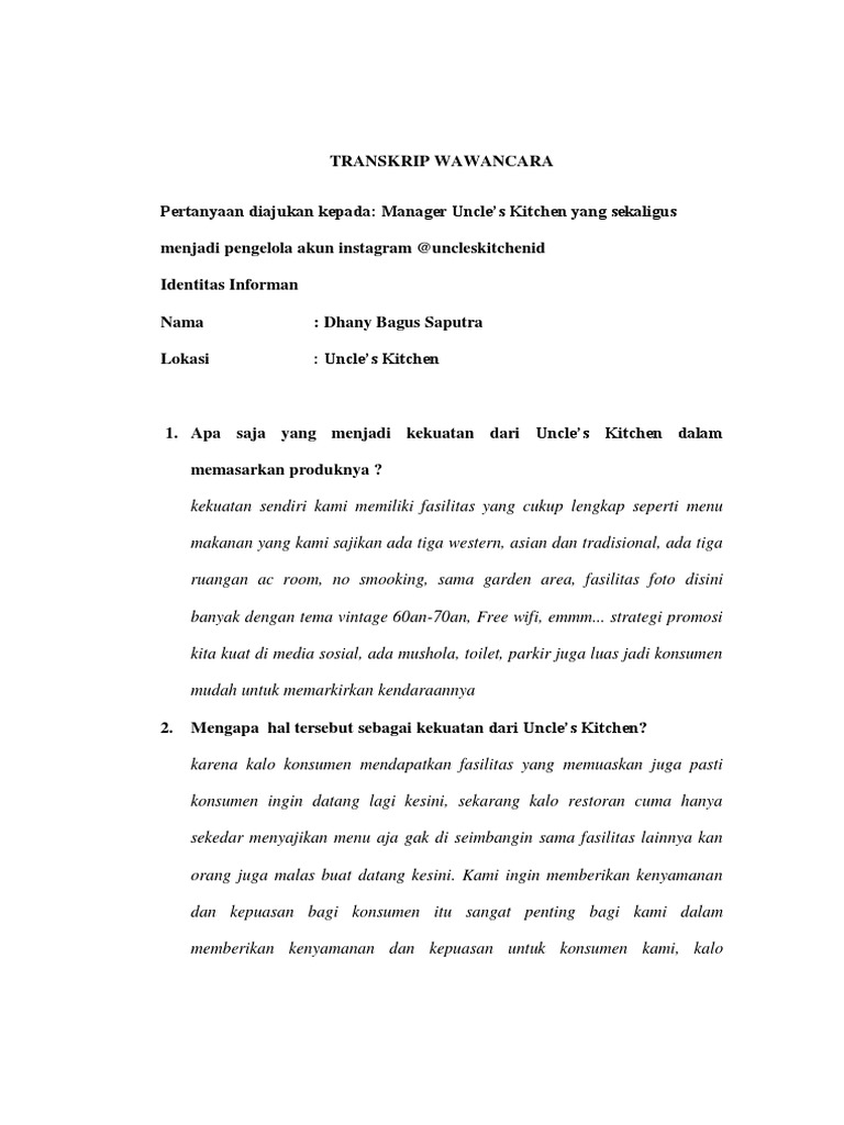 Transkip Wawancara | PDF