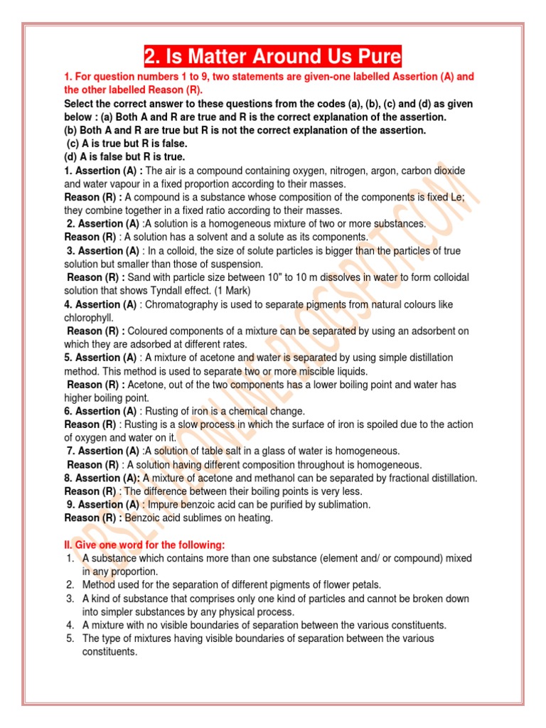 Is Matter Around Us Pure Chemistry | PDF | Solution | Mixture