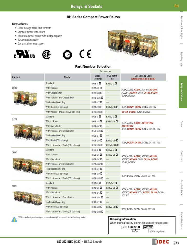 RH Series Compact Power Relays: Key Features | PDF | Switch | Relay