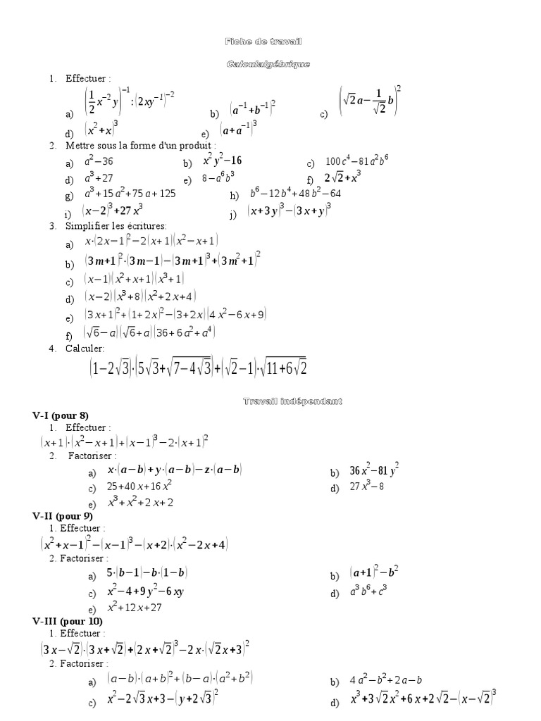 Fisa Calcul Algebric | PDF
