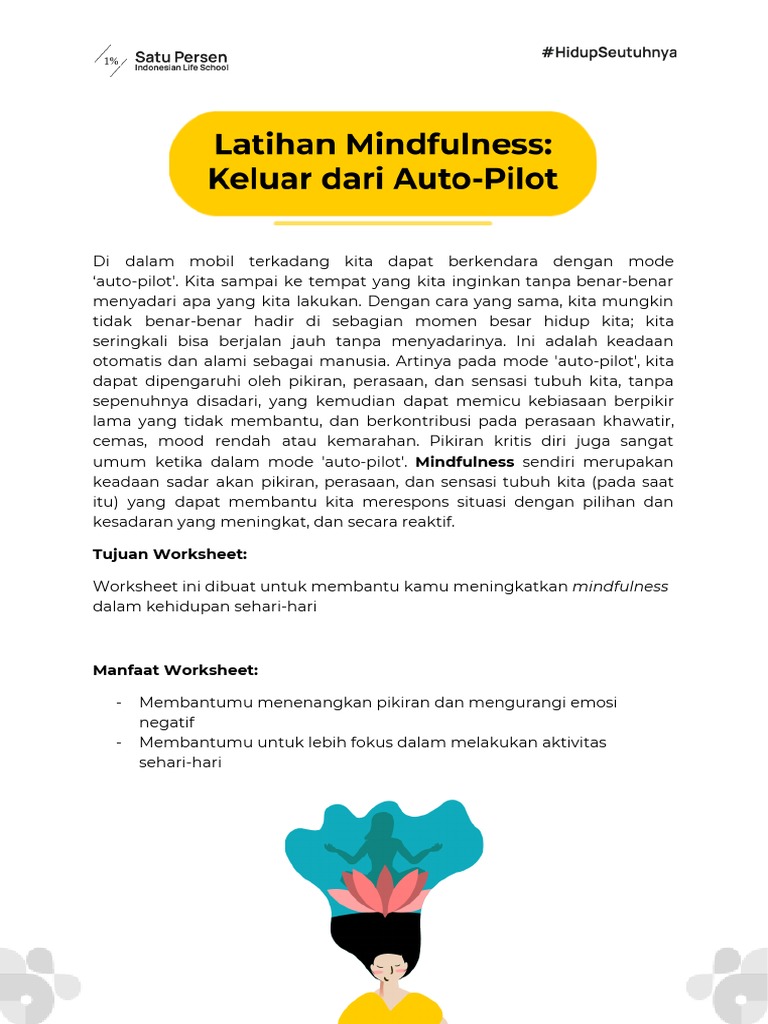 Worksheet - Latihan Mindfulness - Keluar Dari Auto-Pilot | PDF