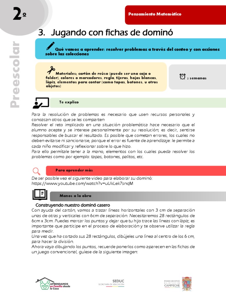 Actividades de Dominó para Preescolar | PDF | Educación de la primera ...