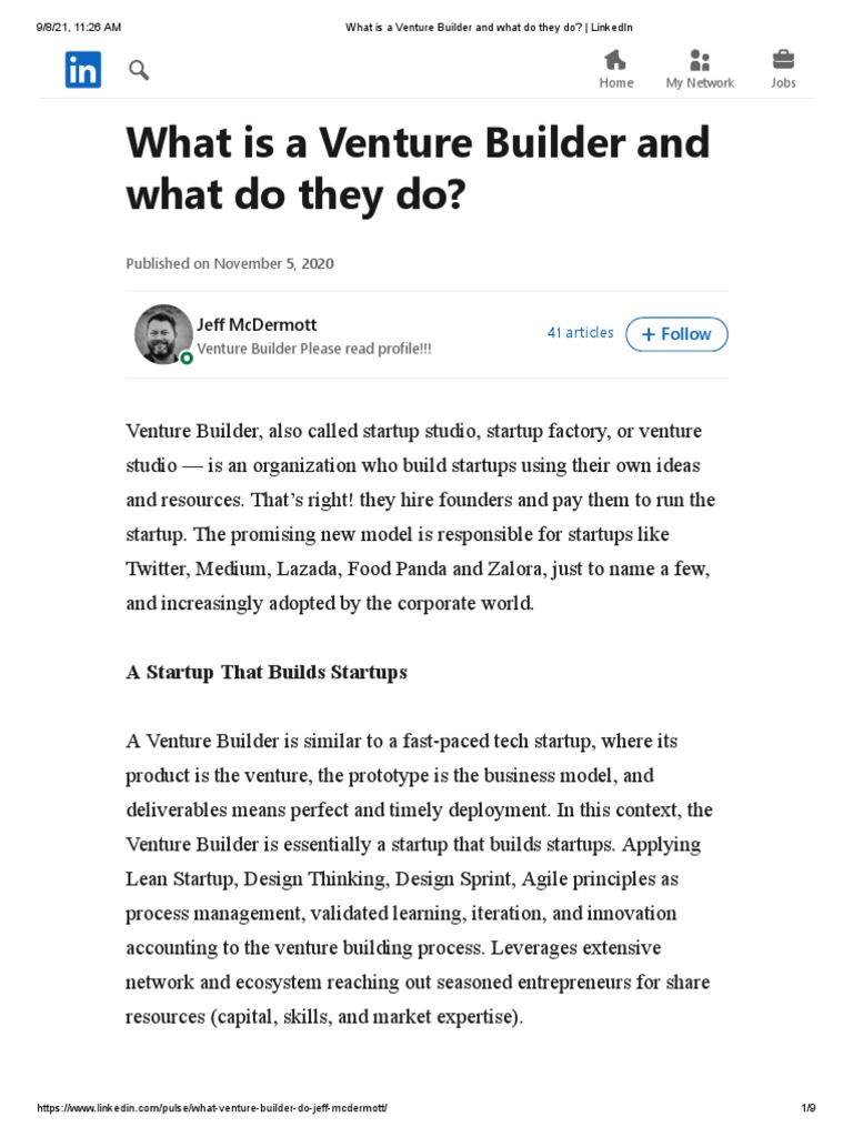What Is A Venture Builder and What Do They Do - LinkedIn | PDF ...
