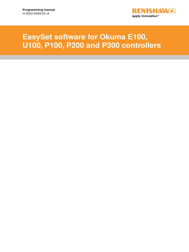Easyset Software For Okuma E100, U100, P100, P200 and P300 Controllers ...