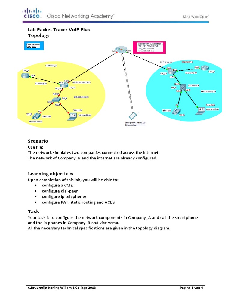 Lab Packet Tracer Voip Plus: Topology | PDF | Ip Address | Computing