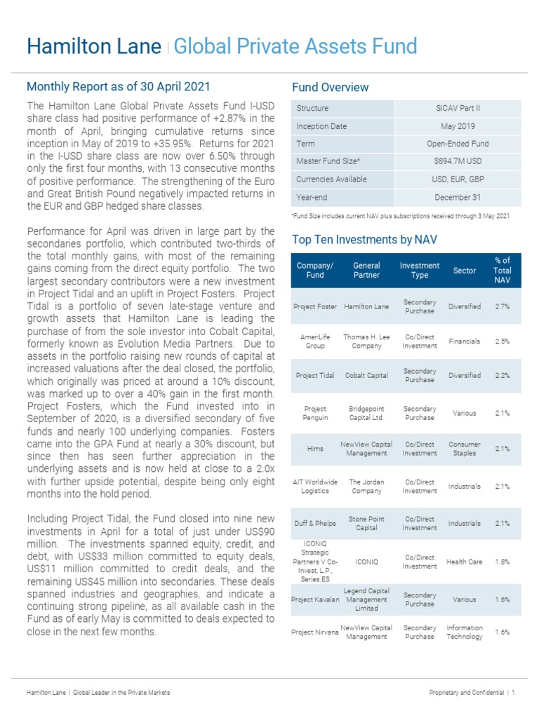 Global Private Assets Fund: Hamilton Lane | PDF | Investing | Economies