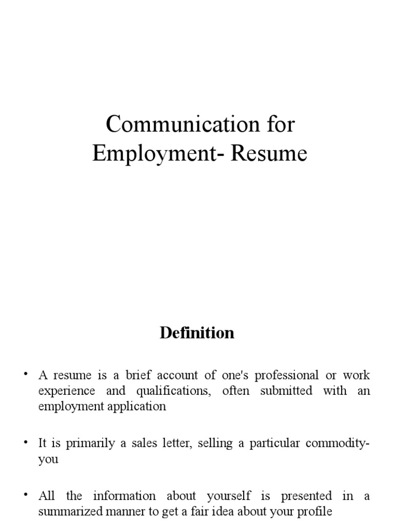 Communication For Employment - Resume | PDF | Résumé | Cognition