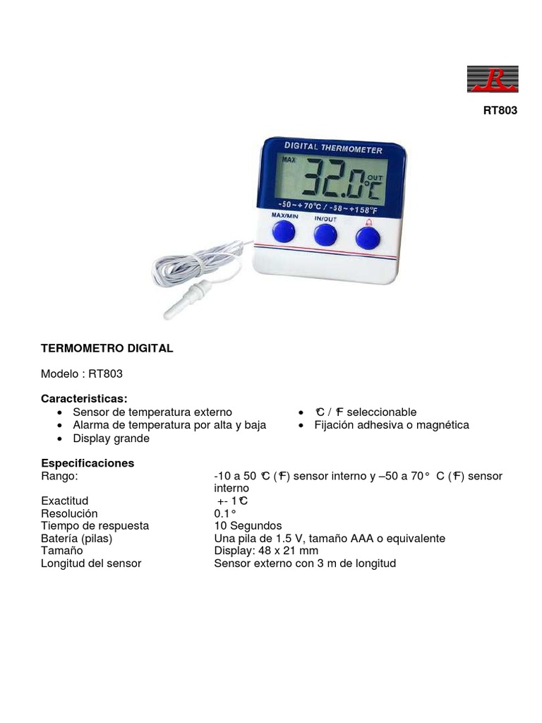 Termometro Digital Kex Germany Rt-803e | PDF | Sensor
