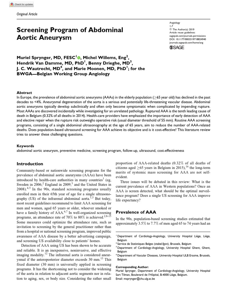 Screening Program of Aaa | Download Free PDF | Screening (Medicine ...