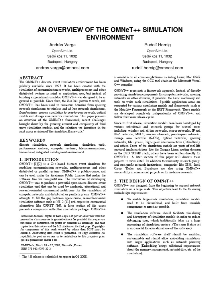 An Overview of The OMNeT Simulation Environment | PDF
