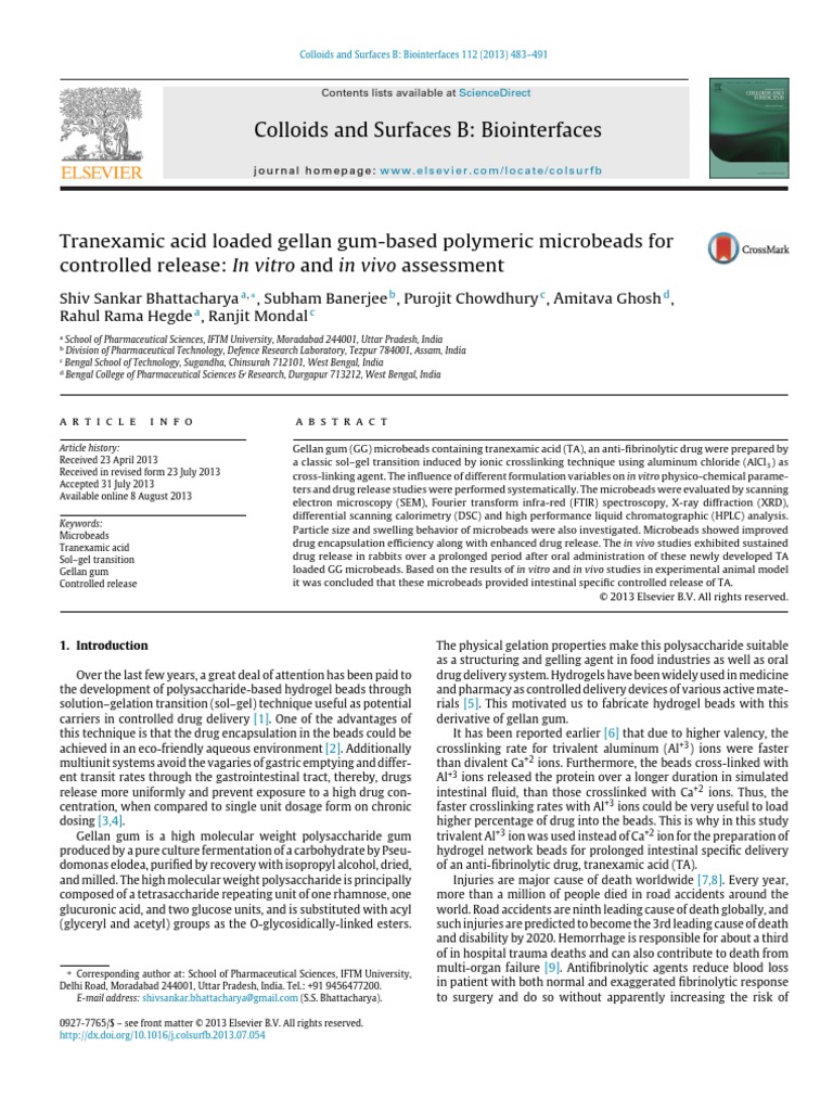 Colloids and Surfaces B: Biointerfaces | PDF | Bioavailability | Pharmacokinetics