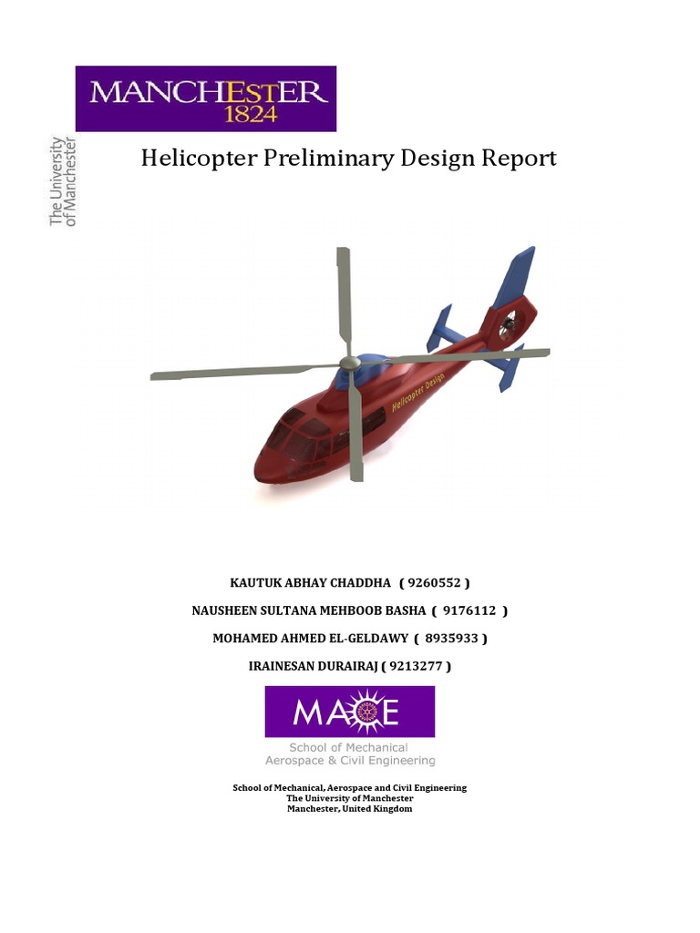 Helicopter Preliminary Design Overview | PDF | Helicopter Rotor ...