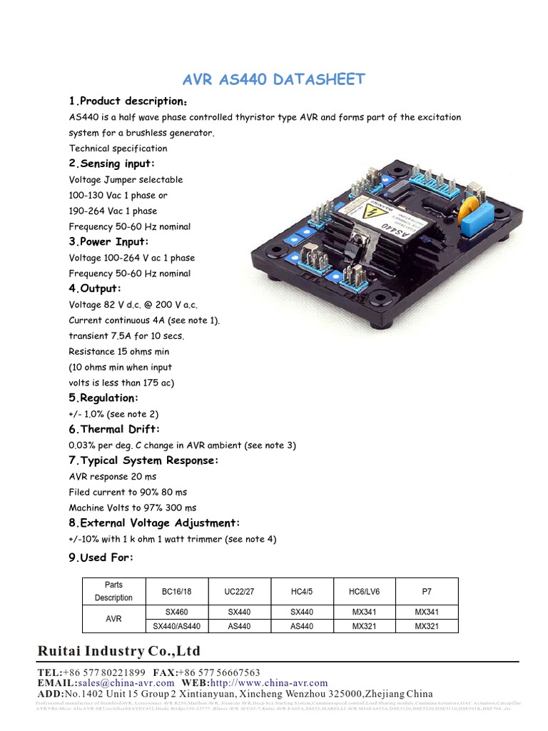 Avr As440 Datasheet: 1.product Description | PDF | Rectifier ...