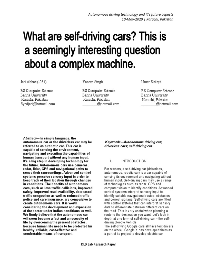 DLD Research Paper (Ready) | PDF | Lidar | Computer Vision