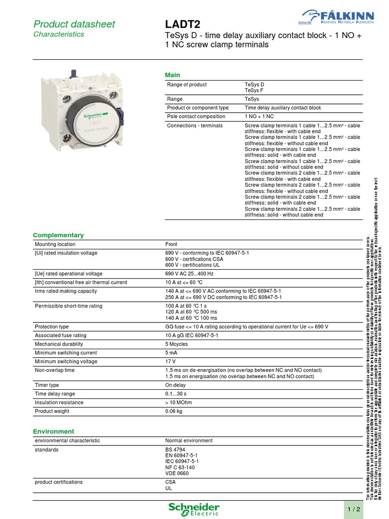 Ladt2: Product Datasheet | PDF | Fuse (Electrical) | Screw
