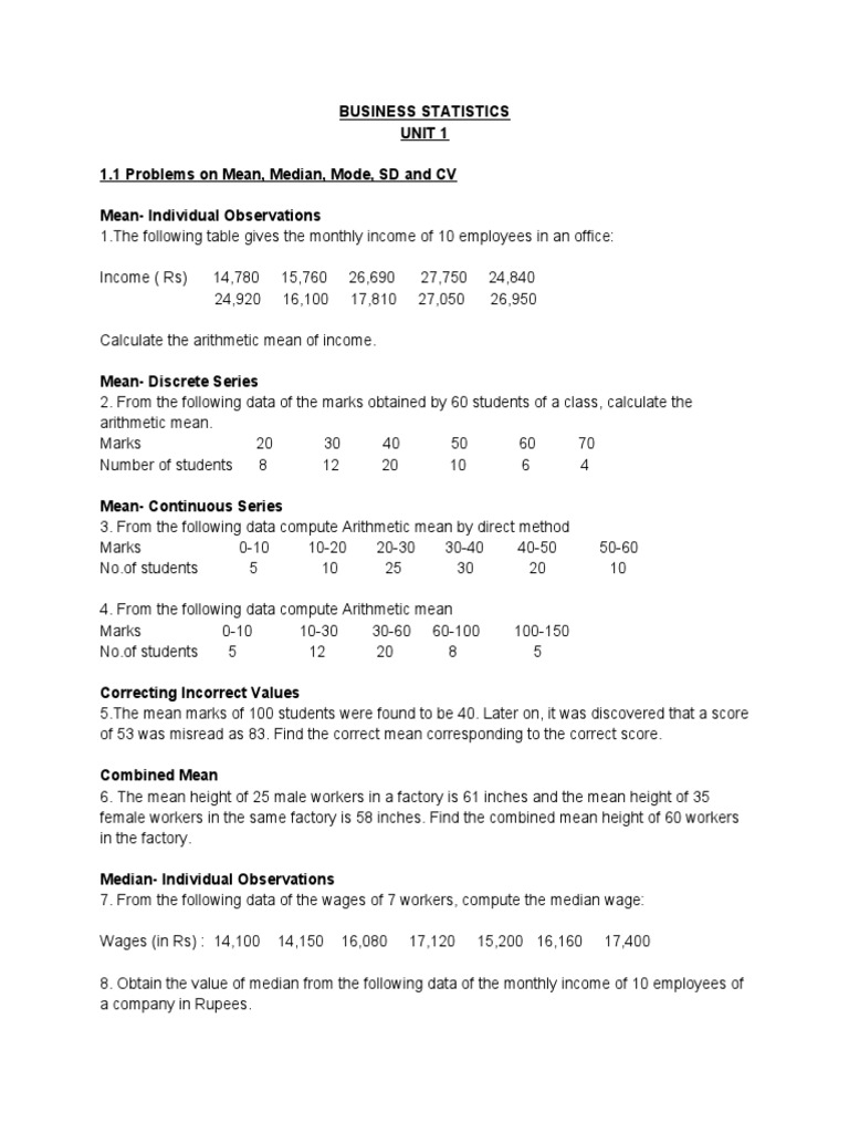 Unit 1 Problems | PDF | Mean | Correlation And Dependence