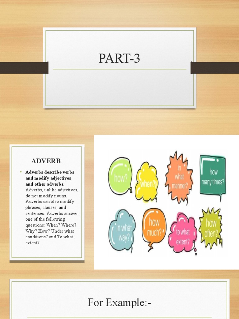 UNIT1Parts of SpeechPART 3 | PDF | Adverb | Adjective