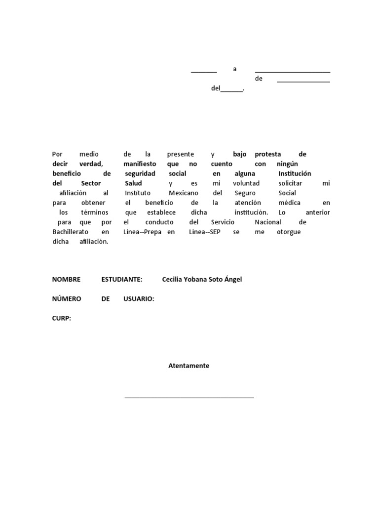 Carta Imss | PDF