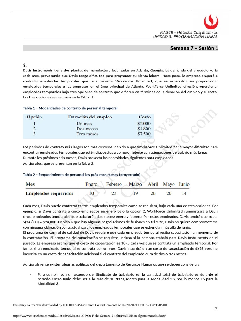 MA368 201900 Ficha Semana 7 Soluci N Alguno Modelos | PDF | Business | Economias