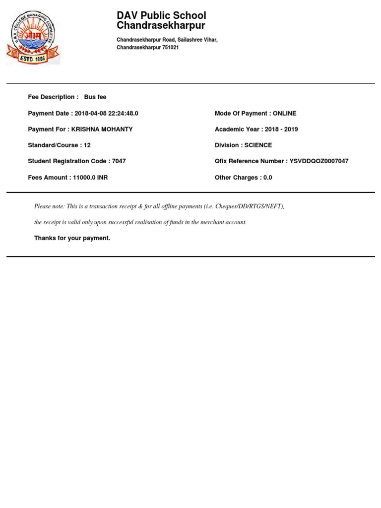 QFIX-PAYMENT-RECEIPT-Bus Fee | PDF