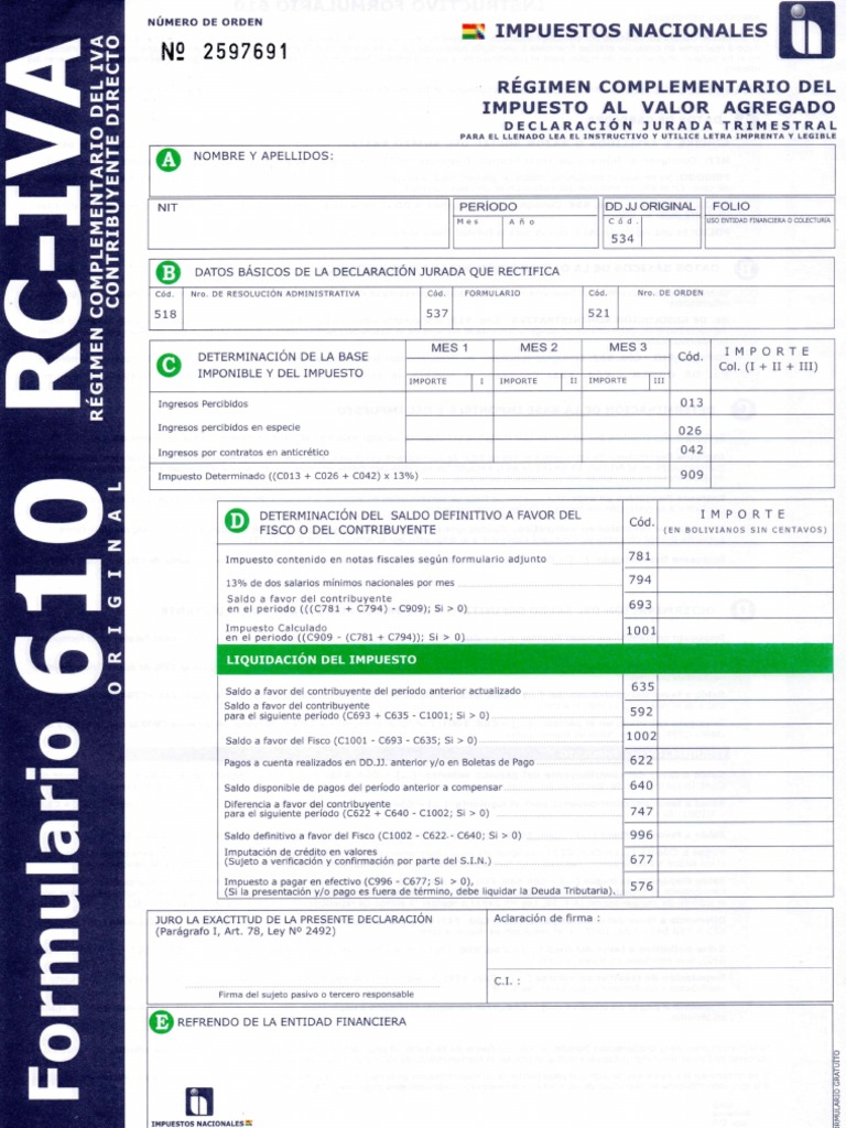Formulario 610 | PDF