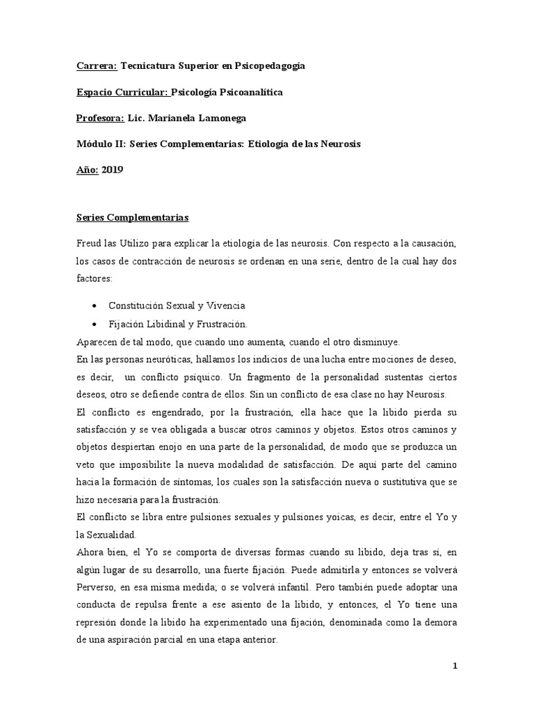 Series Complementarias | PDF | Neurosis | Libido