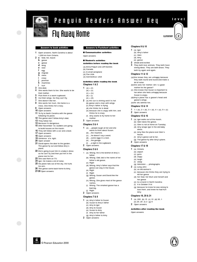 Fly Away Home. Answer Key | PDF