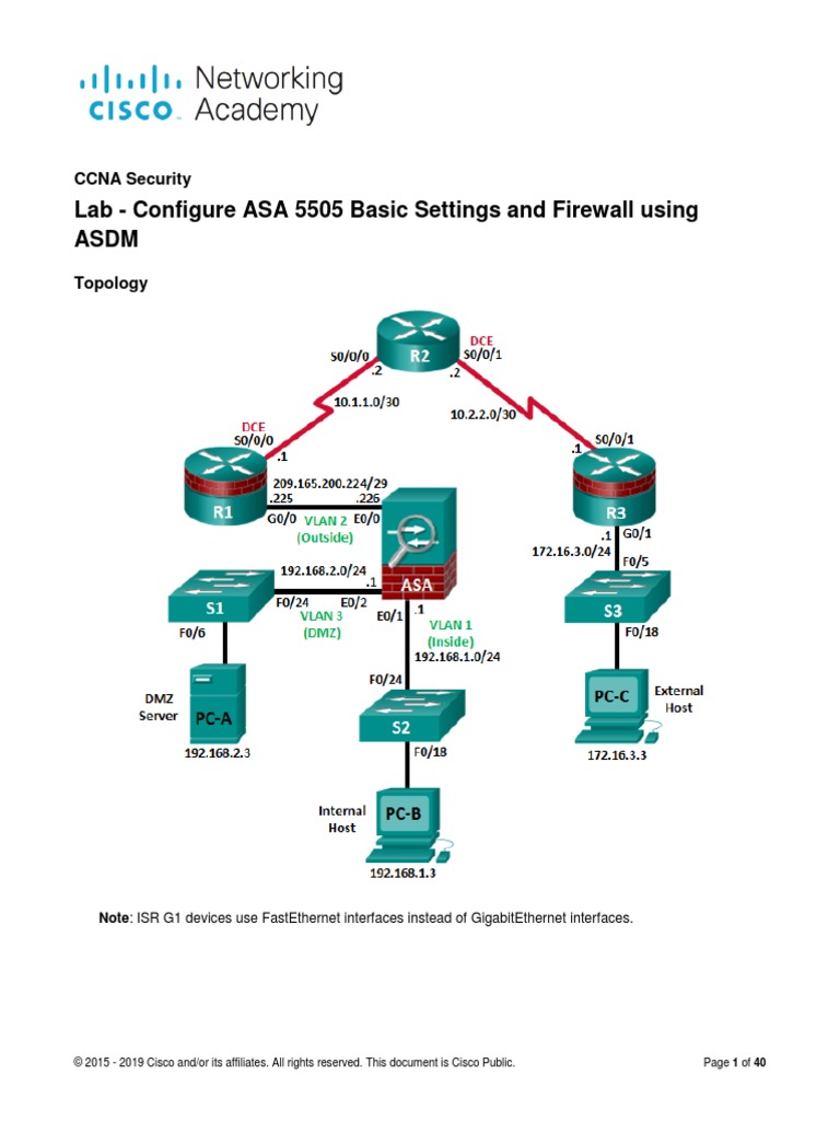 10.1.4.8 Lab - Configure ASA 5505 Basic Settings and Firewall Using ...
