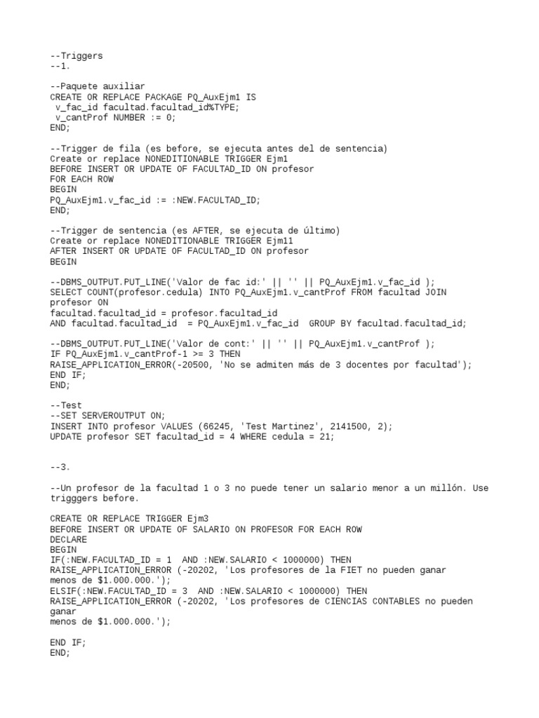 Triggers Ejercicios | PDF | Bases de datos | Datos