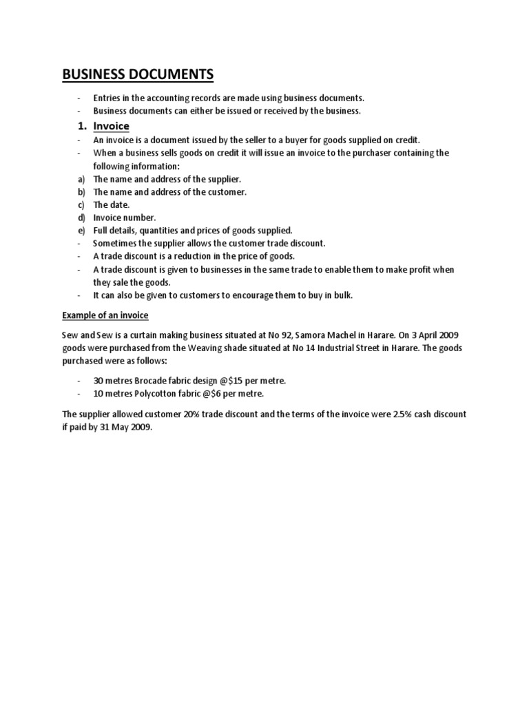 Business Documents | PDF | Discounts And Allowances | Invoice