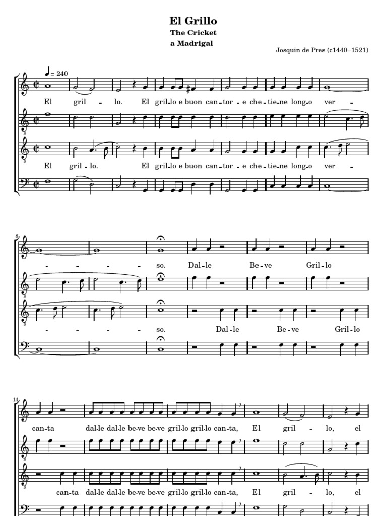 El Grillo: A Madrigal by Josquin | PDF | Mass Media | Notation