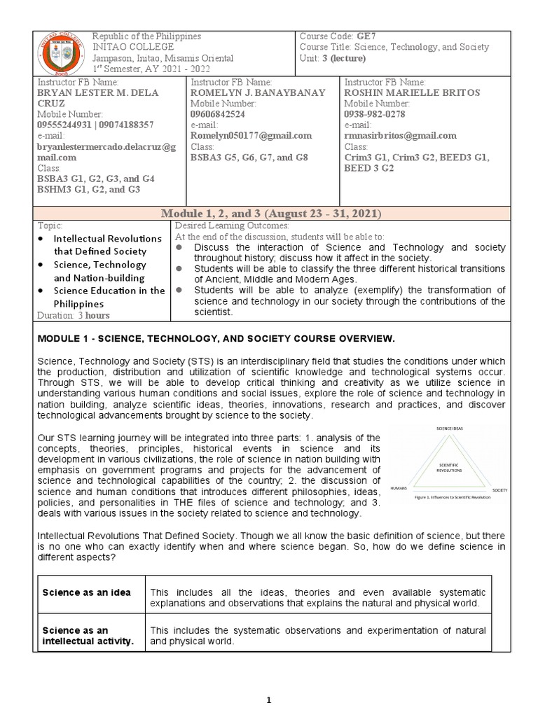 GE7 - Modules 1, 2, and 3 | PDF | Science | Scientist